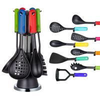 China Sustainable Kitchen Cooking Utensil Set with Rotating Stand and TPR PP Handle Material for sale