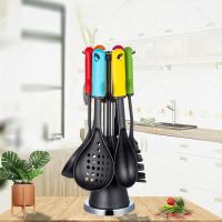 China Sustainable Kitchen Cooking Utensil Set with Rotating Stand and TPR PP Handle Material for sale