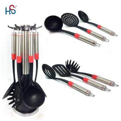 China Logo Printed Kitchen Tools Set 7 Pieces Heat Resistant Utensils for Versatile Cooking for sale