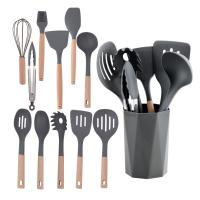 China 7-Piece Utensil Sets with Wooden Handle and Hanging Hole Heat Resistant up to 240C for sale