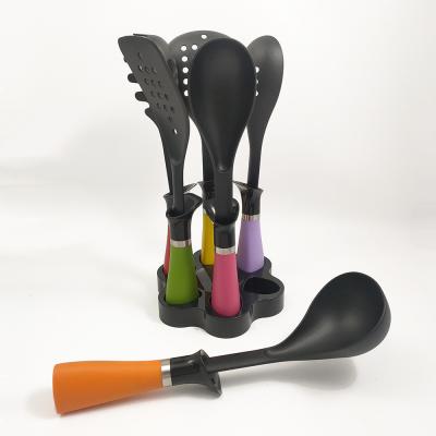 China Non-stick Kitchen Utensils Set with Colorful Nylon66 Handles and Silk Printing Logo for sale