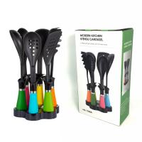 China Non-stick Kitchen Utensils Set with Colorful Nylon66 Handles and Silk Printing Logo for sale