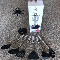 China Nylon Kitchen Utensils Set with Rotating Stand and Multi-functional Kitchen Gadgets for sale