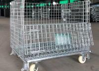 China Logistic Storage Metal Cage Basketball Wire Metal Storage  Iron Collapsible Cage Trolley Foldable Storage Cage Wire for sale