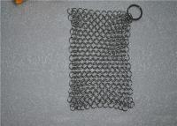 China 304 6*8 Inch Stainless Steel Chainmail Scrubber / Chainmail Cast Iron Scrubber for sale