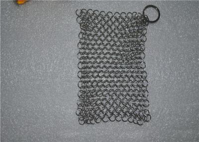 China 304 6*8 Inch Stainless Steel Chainmail Scrubber / Chainmail Cast Iron Scrubber for sale