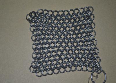 China 7*7 inch Stainless Steel Wire Mesh Scrubber / Chainmail Cast Iron Cleaner for sale