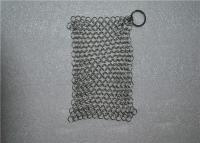 China Square Shape Stainless Steel Chainmail Cast Iron Cleaner Lightweight for sale