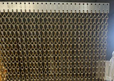 China Aluminum Mesh Double Hook Chain Fly Metal Mesh Curtain For Restaurant for sale