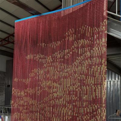 China Different Color Decorative Mesh Curtain Fly Screen Door Double Hook Aluminum Chain Link Mesh Curtain for sale