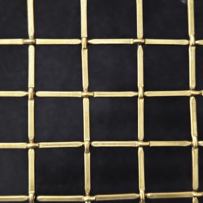 China Antique Brass Decoration Glossy Woven Architectural Decorative Brass Wire Mesh Grill For Wall Cladding Screen for sale