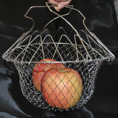 China Metal 201 304 Stainless Steel Fry Basket / Chip Pan Basket 220mm Diameter for sale