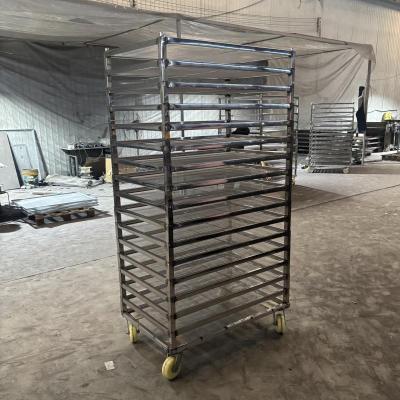 China Stackable Drying Tray Cart Food-Grade Stainless Steel Drying Rack Dehydration Trolley for sale