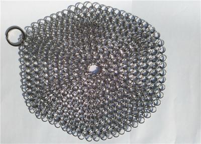 China 7 Inch Stainless Steel Chainmail Scrubber For Cookware Cleaning , Round Shape for sale