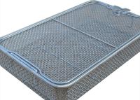 China 304 Stainless Steel Wire Mesh Medical Disinfection Basket 40cm x 25cm x 7cm Size for sale