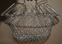 China Collapsible Deep Fryer Stainless Steel Mesh Basket , Wire Mesh Fry Basket for sale