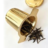 China Food Grade 304 Stainless Steel Loose Leaf Tea Infuser Strainer with Custom Logo Gold Color and Electrolytic Polishing for sale