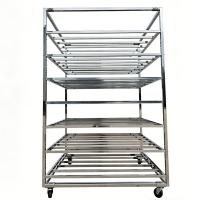 China Multi Layer 304 Stainless Steel Folding Bread Rotary Oven Shelf Wire Mesh Rack bakery trolley for Baking Cooling for sale