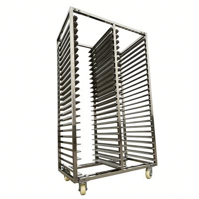 China Multi Layer 304 Stainless Steel Folding Bread Rotary Oven Shelf Wire Mesh Rack bakery trolley for Baking Cooling for sale