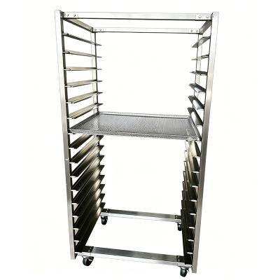 China Stainless Steel Baking equipment Bun Pan Bread Cooling Half Tray Trolley Cart Screen Printing Drying baking commercial bakery rack for sale