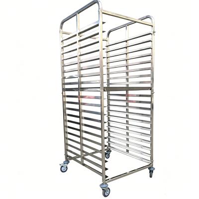 China Kitchen 600 x 400 mm metal Stainless Steel 15 20 Tier 40 BreadTray Aluminum Oven Baking Rack commercial bakery trolley With Wheels for sale