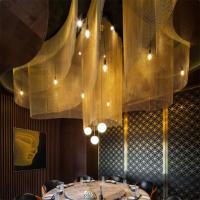 China Flexible decorative Gold aluminum antique brass Steel Chain Link Wire ceiling Door Wall Room Divider Woven metal mesh curtain for sale