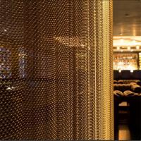 China Flexible decorative Gold aluminum antique brass Steel Chain Link Wire ceiling Door Wall Room Divider Woven metal mesh curtain for sale