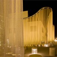 China Flexible decorative Gold aluminum antique brass Steel Chain Link Wire ceiling Door Wall Room Divider Woven metal mesh curtain for sale