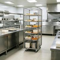 China 304 Food Grade Stainless Steel Rack Trolley 15 Tier Mirror Polished Rust Resistant Bakery Tray Cart for sale