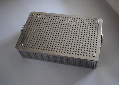 China Medical Stainless Steel Perforated Metal Sheet Sterilization Basket 38x30x5cm for sale