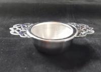 China Drip Bowl Lace Extra Fine Mesh Stainless Steel Tea Strainer Double Handled for sale