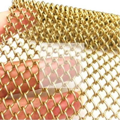 China Golden Chain Link 3x3mm Metal Mesh Curtains For Room Dividers Decorative for sale