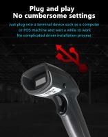 China Handheld DS2278 Similar Cordless Screen 1D 2D  Barcode Scanner 1D Laser USB Barcode Scanner for Supermarket for sale