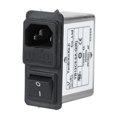 China Universal IEC Inlet EMI Filter Solder Lug Terminal Shrapnel Three In One Filter for sale