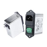 China 110V/250V AC EMI Filters 10A Power Input Module Filters With Green Switches for sale