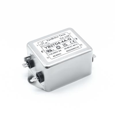 China Two Stage Single Phase Filter 115V 250V 4A Fast - On Terminal Output EMI Filter for sale