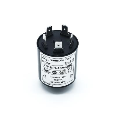China 220V 16A Air Conditioner EMI Filter YB16T1 Fast On Terminal Power Filter Black Plastic Housing for sale