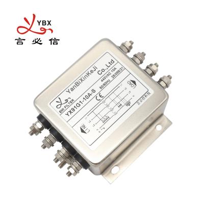 China 10A High Frequency 300MHz Three Phase Filter M4 Screw Output EMI/RFI Filter for sale
