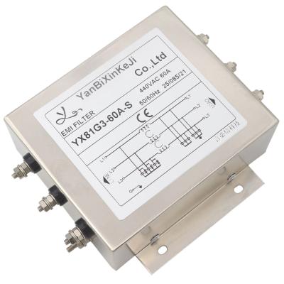 China 380V/440V Three Phase Filter High Attenuation Type 50A EMI/RFI Filter for sale