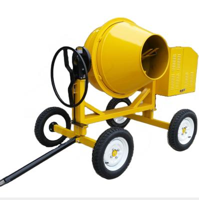 China 4 Wheel Mobile Concrete Mixer Machine 350L Gasoline Diesel Self Discharging for sale