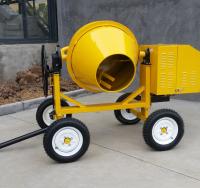 China 4 Wheel Mobile Concrete Mixer Machine 350L Gasoline Diesel Self Discharging for sale