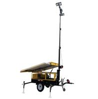 China Solar Light Tower 4x390W Panels 48V 2x50Ah LiFePO4 LED 8m Mast Mobile Trailer for sale