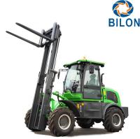 China Off Road 3 Ton Diesel Forklift Truck Four Wheel Drive 3000kg Capacity Articulated Frame for sale