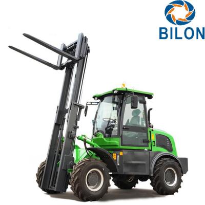 China Off Road 3 Ton Diesel Forklift Truck Four Wheel Drive 3000kg Capacity Articulated Frame for sale