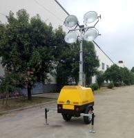 China 9M Hand Trailer Mobile Light Tower 4x1000W 360 Degree Kubota Engine 170L Fuel Tank for sale