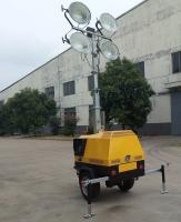 China 9M Hand Trailer Mobile Light Tower 4x1000W 360 Degree Kubota Engine 170L Fuel Tank for sale