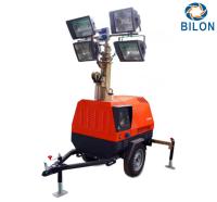 China Trailer Type IP65 7m Mobile Lighting Tower For Outdoor Oversized Fuel Tank Design for sale