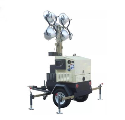China IP23 4x1000W Mobile Light Tower 9m Mast Kubota Diesel Engine 3kW Generator for sale