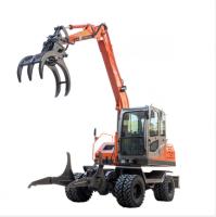 China 6.5 Ton Wood Loader Wheel Excavator With Log Grapple for sale