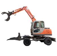 China 6.5 Ton Wood Loader Wheel Excavator With Log Grapple for sale